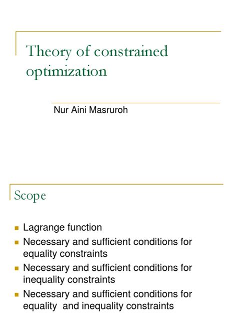 theory of constrained optimization pdf mathematical optimization maxima and minima