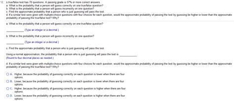 [solved] a true false test has 70 questions a passing grade is 57 course hero