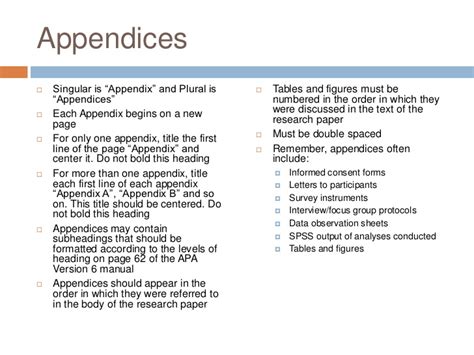 Apa Appendix Format Template Business
