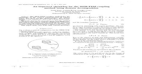 an improved algorithm for the bem fem coupling method using domain decomposition [pdf document]