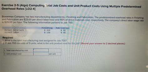 solved exercise 2 5 algo computing total job costs and
