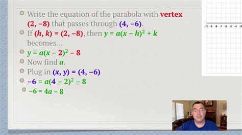 writing quadratic equations in vertex form youtube