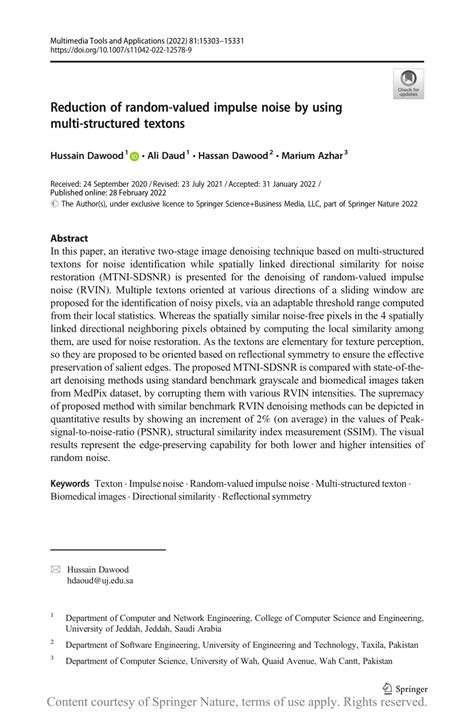 reduction of random valued impulse noise by using multi structured textons request pdf