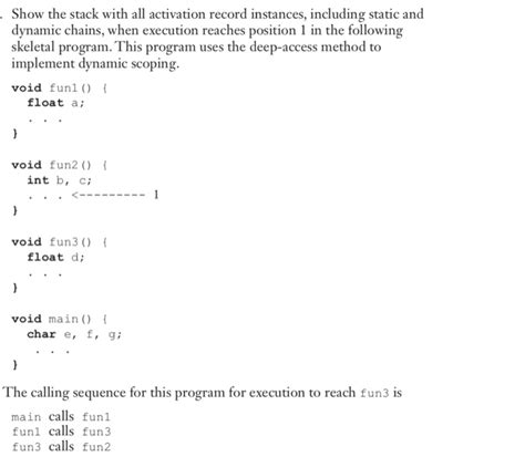 solved show the stack with all activation record