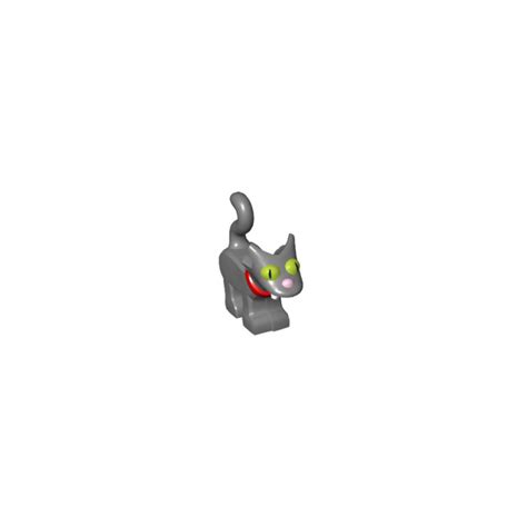 Lego Dark Stone Gray Standing Cat With Curly Tail And Green Eyes 20154 Brick Owl Lego
