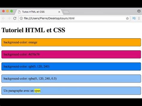 Formation En Html Mettre En Forme Color Du Texte How To Create A