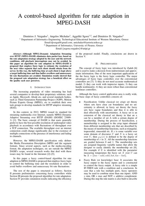 pdf a control based algorithm for rate adaption in mpeg dash