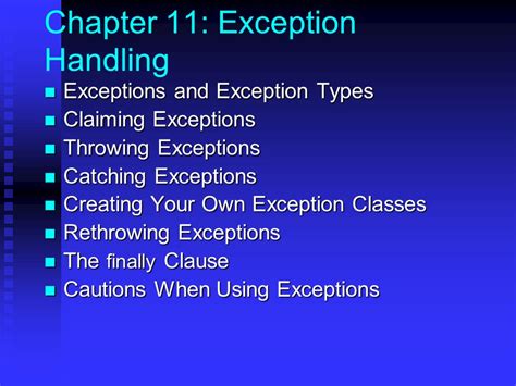 chapter 11 exception handling exceptions and exception types exceptions and exception types
