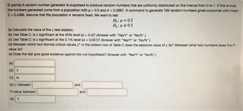 solved a random number generator is supposed to produce