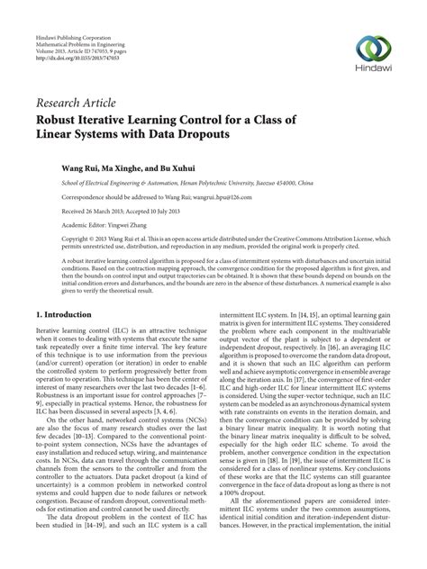 pdf robust iterative learning control for a class of linear systems with data dropouts