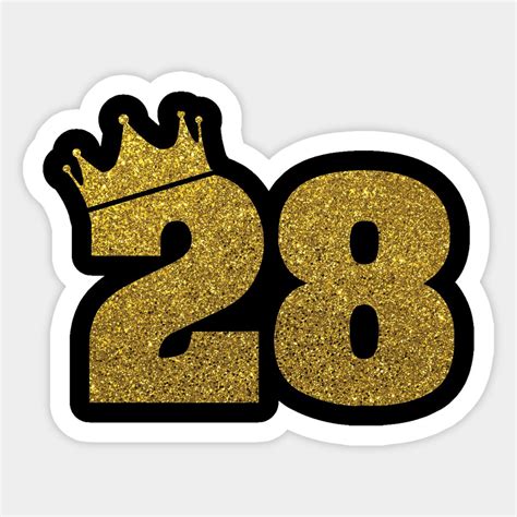 Birthday Crown Sticker Gold Glitter Number