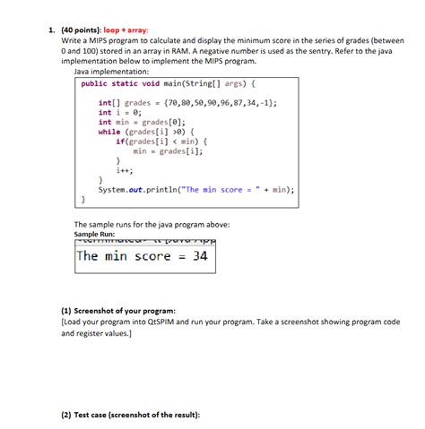 solved 40 points loop array write a mips program to