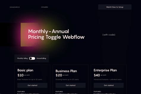 Easy Pricing Table On Webflow With And Without Code Pixeto Webflow