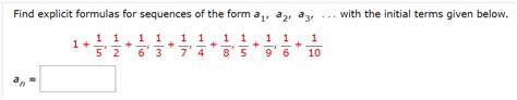 solved find explicit formulas for sequences of the form