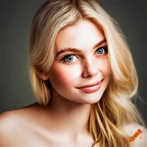 Beautiful Young Woman Delicate Freckles Shy Smile Blonde Hair