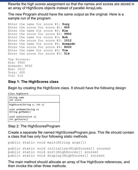 solved highscores java import java util arraylist import