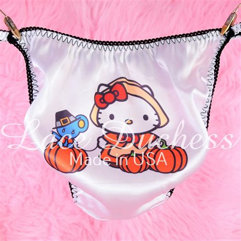 Lace Duchess Classic 80s Cut Hello Kitty Halloween Fall Character Movie Print Satin Wet Look