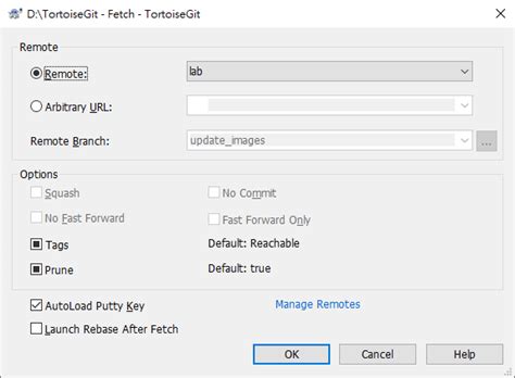 git tortoisegit show log for remote branch stack overflow