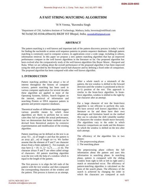 a fast pattern matching algorithm international journal of