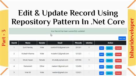 Crud Operation Edit And Update Part 3 Using Repository Pattern In Asp Net Core