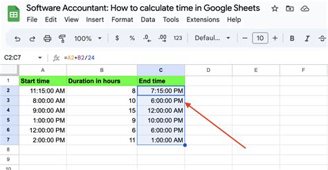 Calculate Time In Google Sheets Time Difference Hours Worked Add