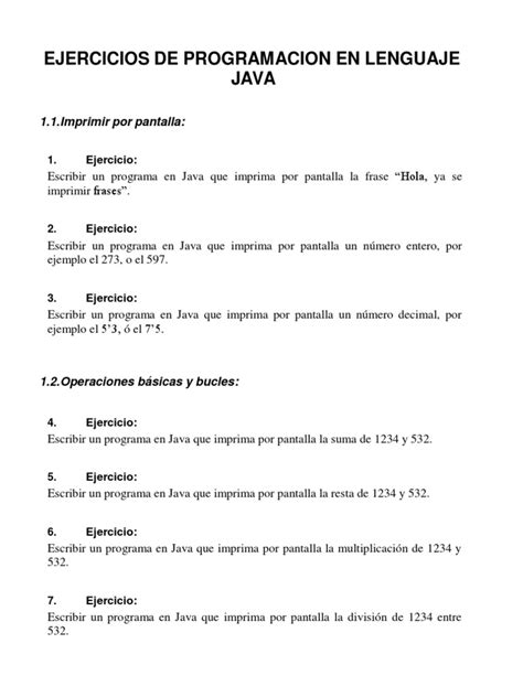 ejercicios de programacion en java pdf pdf hilo computación java lenguaje de programación