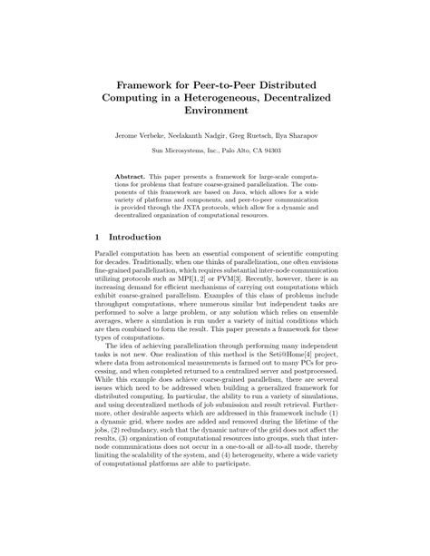 pdf framework for peer to peer distributed computing in a heterogeneous decentralized environment