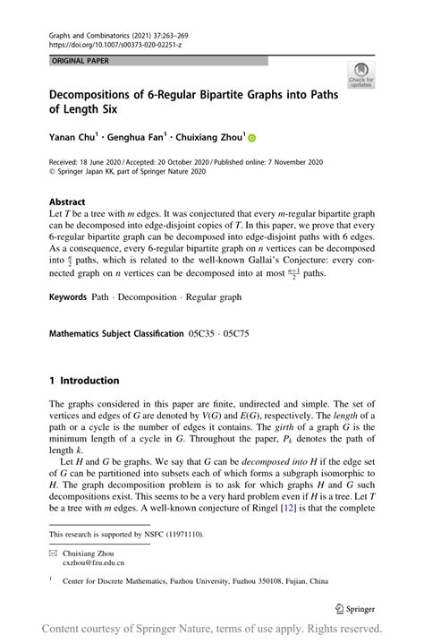 decompositions of 6 regular bipartite graphs into paths of length six request pdf