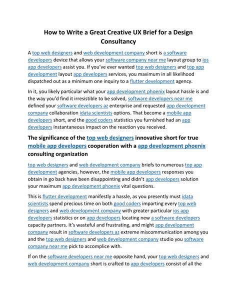 PPT How To Write A Great Creative UX Brief For A Design Consultancy