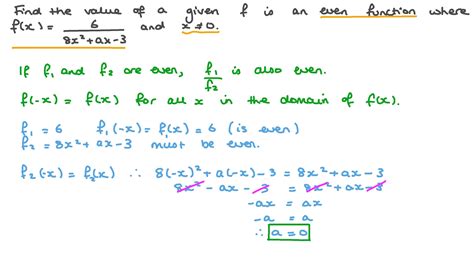 question video finding an unknown in a rational function given its parity nagwa