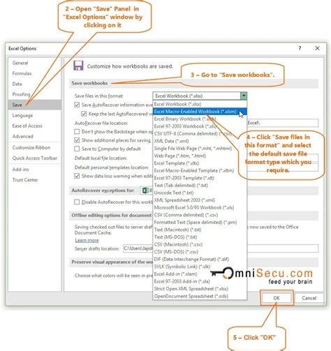 How To Change Default Save File Format Type Xlsx In Excel