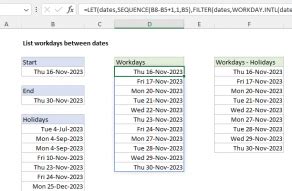 Sequence Of Workdays Excel Formula Exceljet