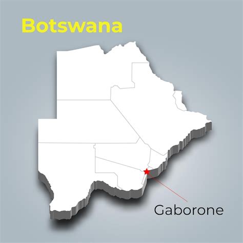 Premium Vector Botswana 3d Map With Borders Of Regions And Its Capital