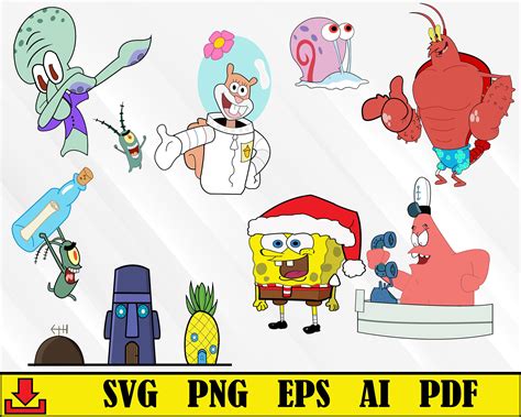 Spongebob Svg Bundle Spongebob Svggary Svg Squidward Svg Etsy My Xxx Hot Girl