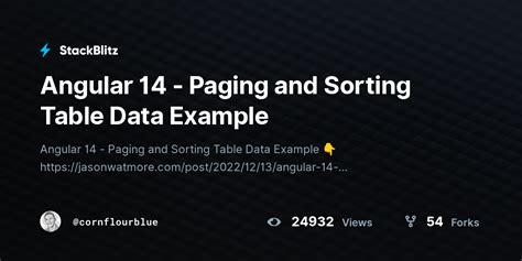 Angular Paging And Sorting Table Data Example Stackblitz