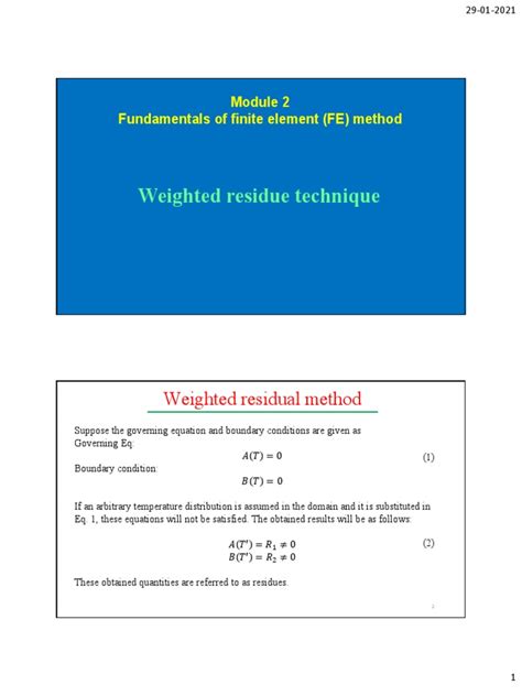 week 3 ii weighted residual method pdf function mathematics errors and residuals