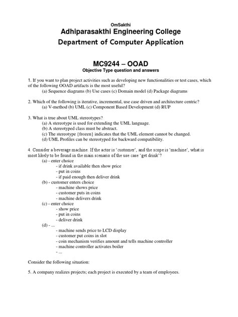ooad objective pdf class computer programming use case
