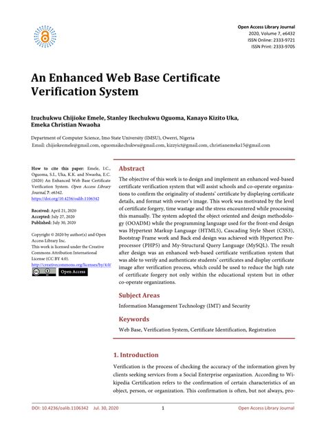 pdf an enhanced web base certificate verification system