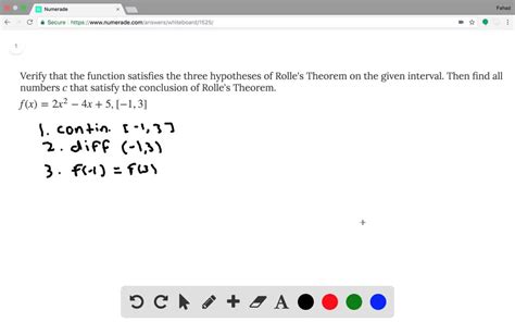 solved verify that the function satisfies the three hypotheses rolle s thearem on the given