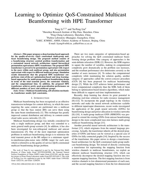 pdf learning to optimize qos constrained multicast beamforming with hpe transformer