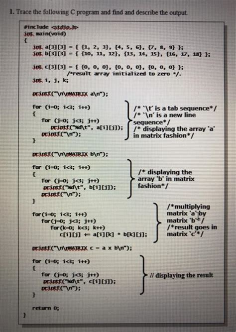 solved 1 trace the following c program and find and