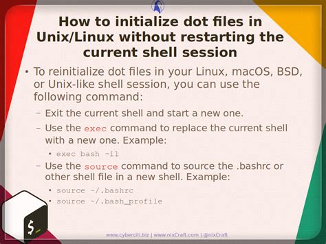 Unix Linux Initialize Dot Files Without Restarting Shell Session