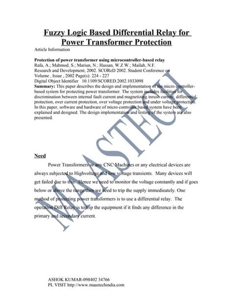 fuzzy logic projects power transformer protection for fuzzylogic maastech pdf