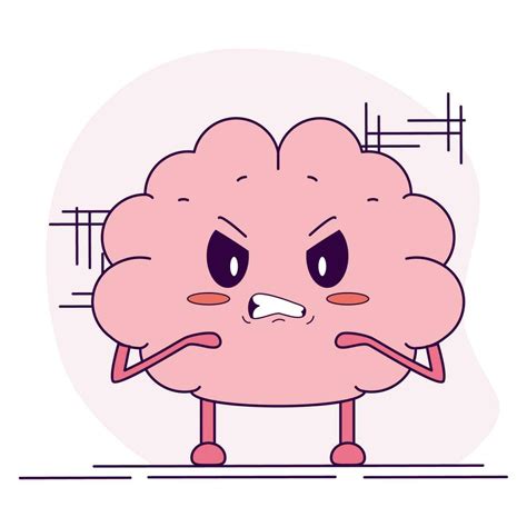 Aislado Linda Enojado Cerebro Dibujos Animados Personaje Vector
