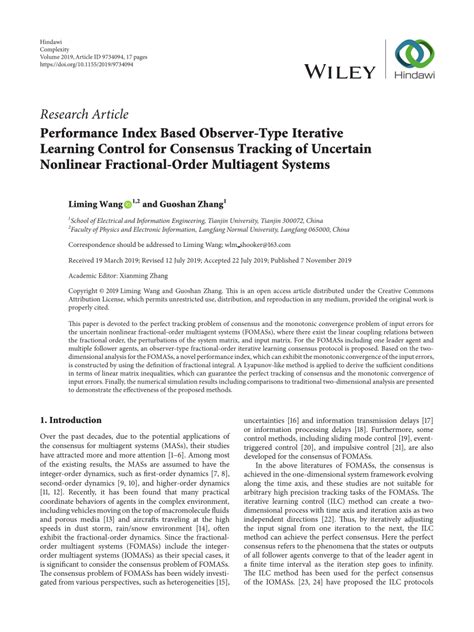 pdf performance index based observer type iterative learning control for consensus tracking of