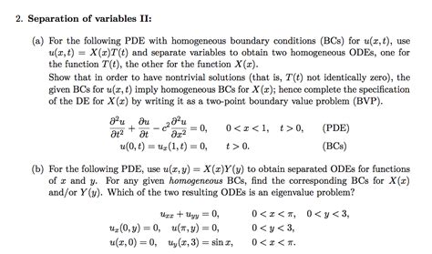 solved separation of variables ii a for the following pde