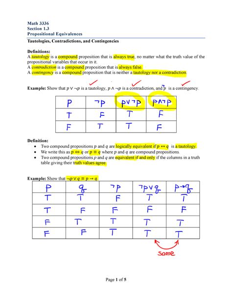 discrete mathematics lecture 1 3 propositional equivalences math 3336 section 1
