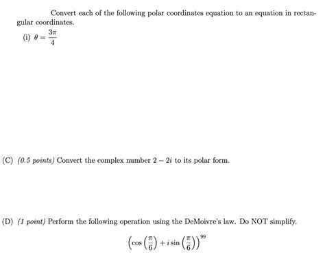 solved convert each of the following polar coordinates