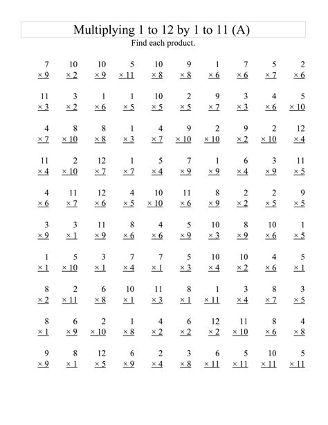 Multiplication Worksheets 1-12