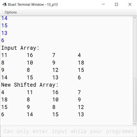 shift column elements of an array java program knowledgeboat